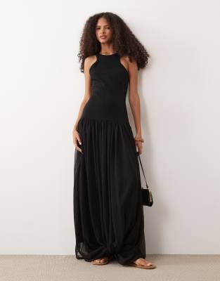 ASOS DESIGN hybrid racer maxi dress in black | ASOS