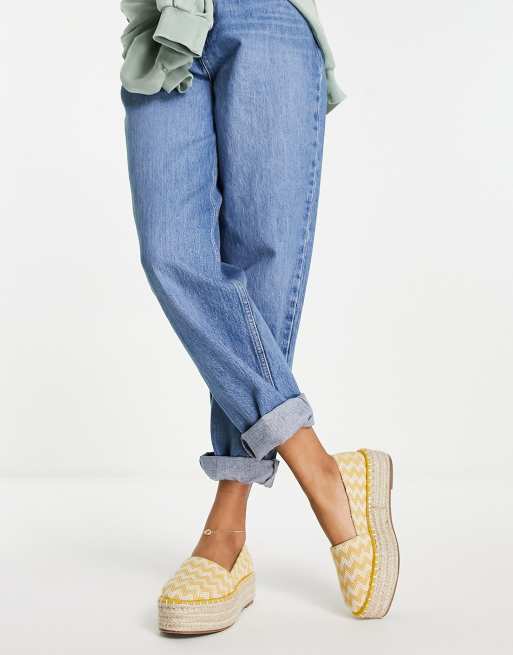 ASOS DESIGN Jala flatform toe-cap espadrilles in yellow print | ASOS