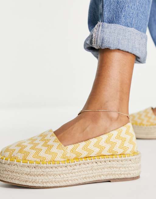ASOS DESIGN Jala flatform toe-cap espadrilles in yellow print | ASOS