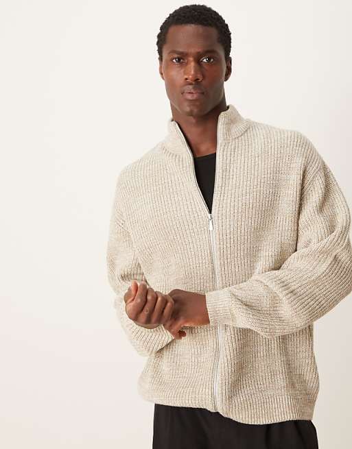 ASOS DESIGN – Jasnobeżowy prążkowany sweter oversize z dzianiny o ... ASOS DESIGN – Jasnobeżowy prążkowany sweter oversize z dzianiny o ...