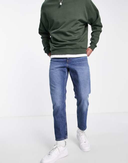 Asos Design Jean Rigide Classique Bleu Délavé Foncé Vintage Asos