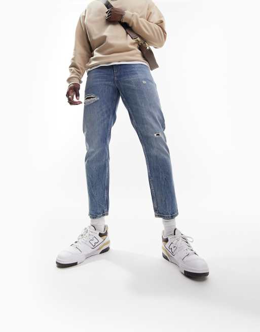 Asos Design Jean Rigide Classique Effet Usé Délavage Clair Asos
