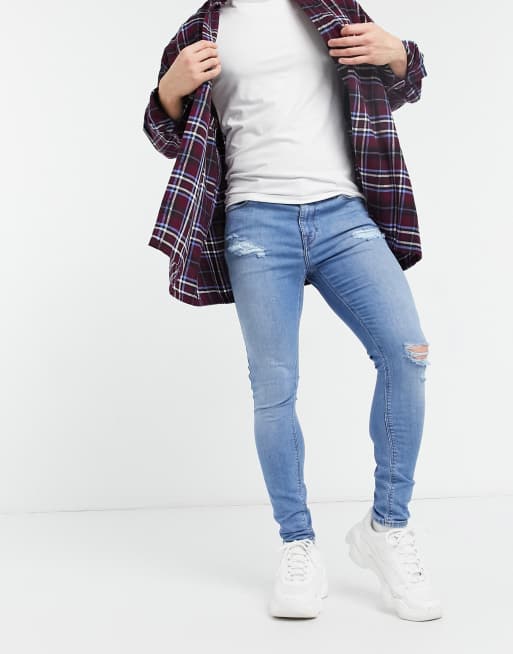 Asos Design Jean Seconde Peau Avec Détails Déchirés En Tissu Power