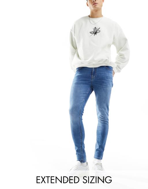 Asos Design Jean Seconde Peau En Tissu Power Stretch Bleu Délavé