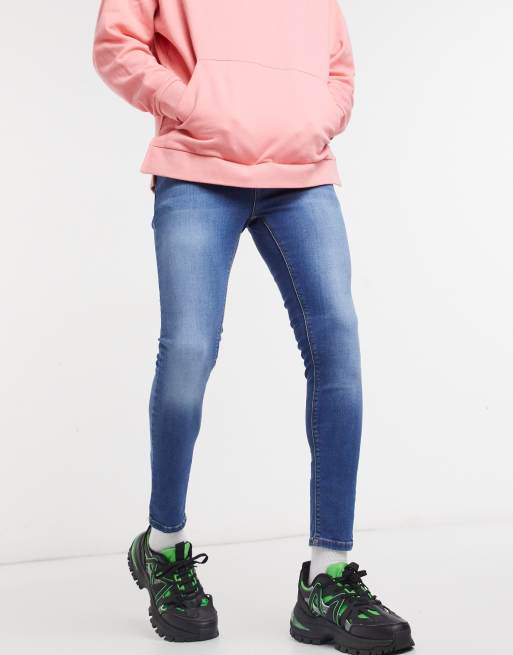 Asos Design Jean Seconde Peau En Tissu Power Stretch Bleu Délavé