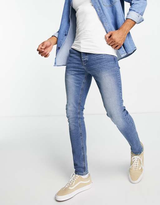 Asos Design Jean Skinny Délavage Foncé Asos