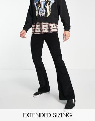 ASOS DESIGN - Jean stretch évasé en velours côtelé - Noir | ASOS