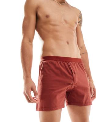 ASOS DESIGN jersey boxer shorts in dark red | ASOS