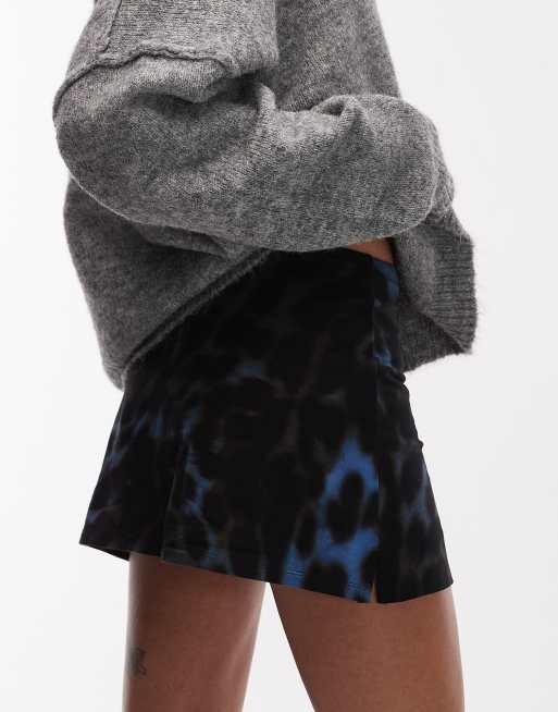 ASOS DESIGN jersey mini skort in mixed blue leopard print | ASOS
