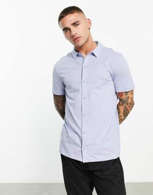 ASOS DESIGN jersey shirt in blue | ASOS