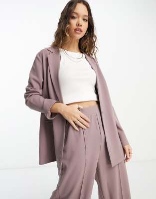 ASOS DESIGN jersey slouchy suit blazer in mink | ASOS