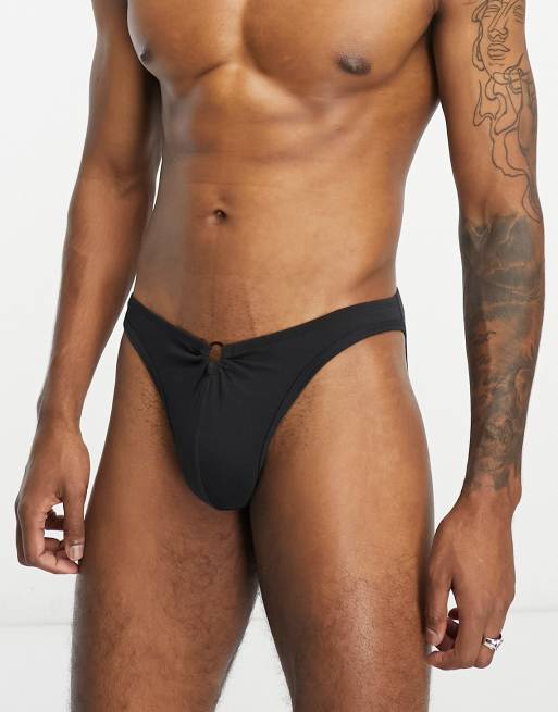 Asos Design Jersey Unterhose In Schwarz Mit Ringdetail Vorne Asos