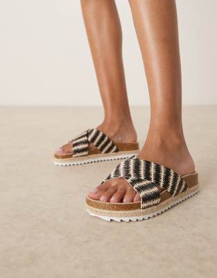 ASOS DESIGN - Jessica - Naturfarvede espadrille-mules med krydsende ...