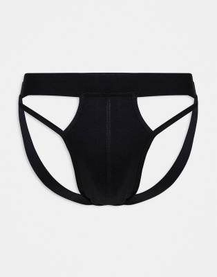 ASOS DESIGN jock strap in black with cut out panels | ASOS