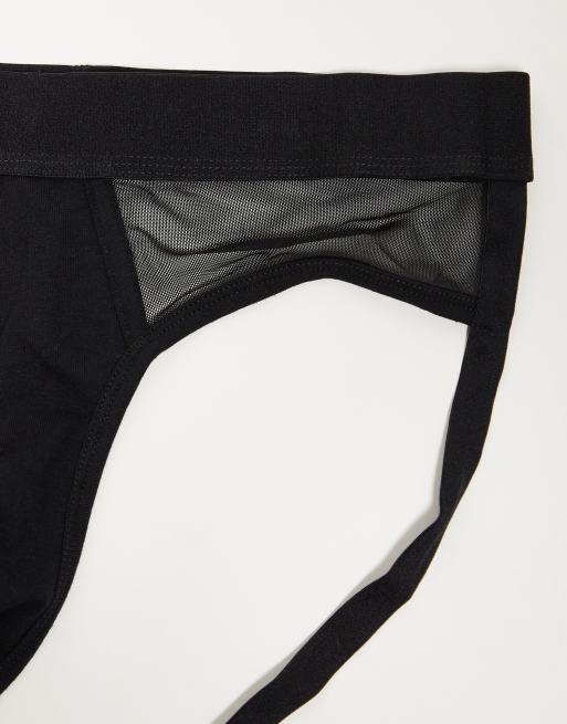 ASOS DESIGN jock strap with mesh detail in black | ASOS