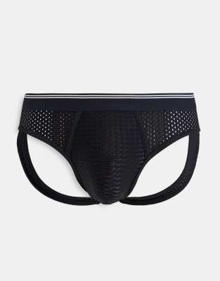 ASOS DESIGN jock strap with mesh panels in black | ASOS