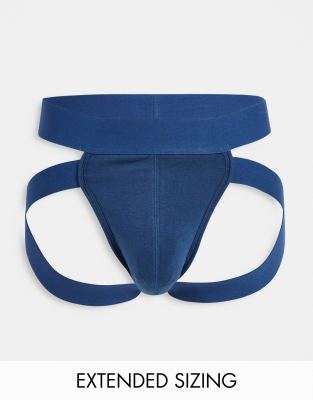 ASOS DESIGN – Jockstrap in Marineblau mit Beinriemen | ASOS