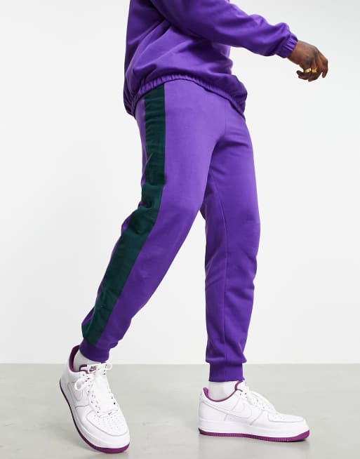 Asos Design Jogger Densemble Fuselé Avec Détail Contrastant Violet