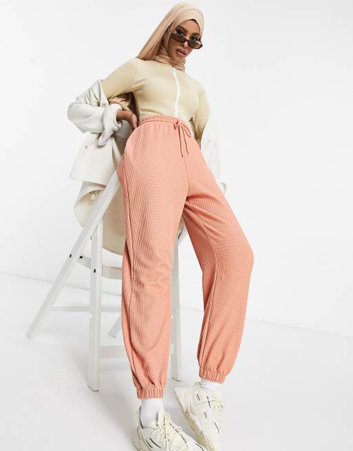 Asos Design Jogginghose Mit Waffelstruktur In Terrakotta Asos