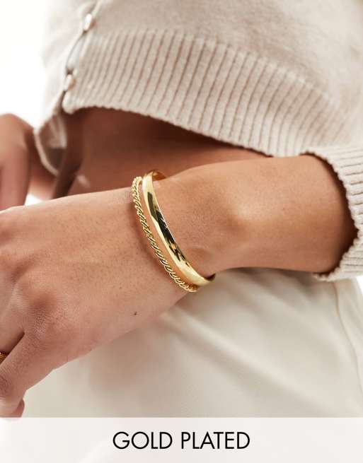Asos Design Jonc En Plaqué Or 14 Carats Avec Bande Simple Et Détails