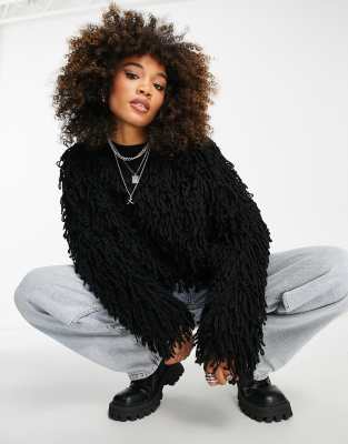ASOS DESIGN jumper in loopy stitch in black | ASOS