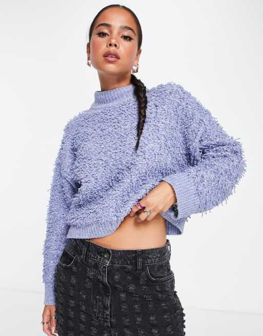 ASOS DESIGN jumper in textured loopy stitch in blue | ASOS