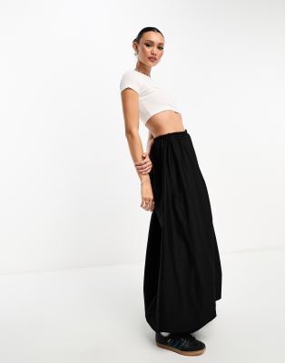 ASOS DESIGN - Jupe boule longue en coton - Noir | ASOS