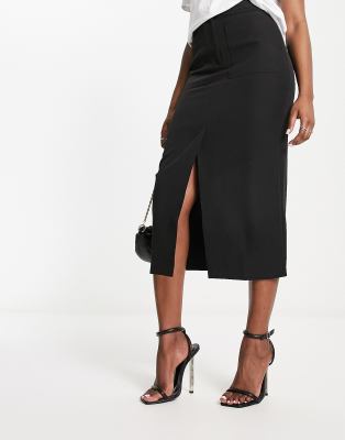 ASOS DESIGN - Jupe crayon mi-longue épurée à poche - Noir | ASOS