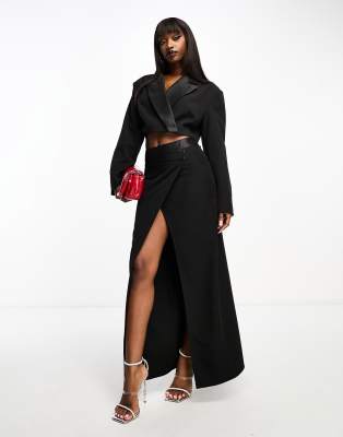 ASOS DESIGN - Jupe longue asymétrique style smoking - Noir | ASOS