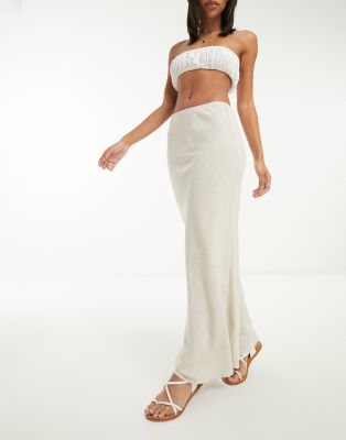 ASOS DESIGN - Jupe longue coupée en biais en lin - Naturel | ASOS