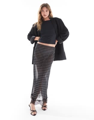 ASOS DESIGN - Jupe longue en mousseline transparente à pois | ASOS