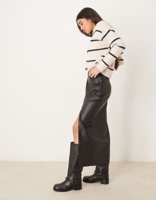 ASOS DESIGN - Jupe longue en similicuir avec fente sur le côté - Noir | ASOS
