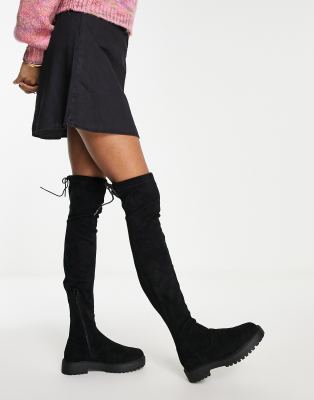 ASOS DESIGN Kane chunky over the knee boots in black | ASOS