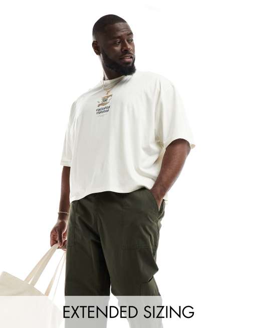 Asos Design Kastiges Oversize T Shirt In Beige Mit Himmelskörper