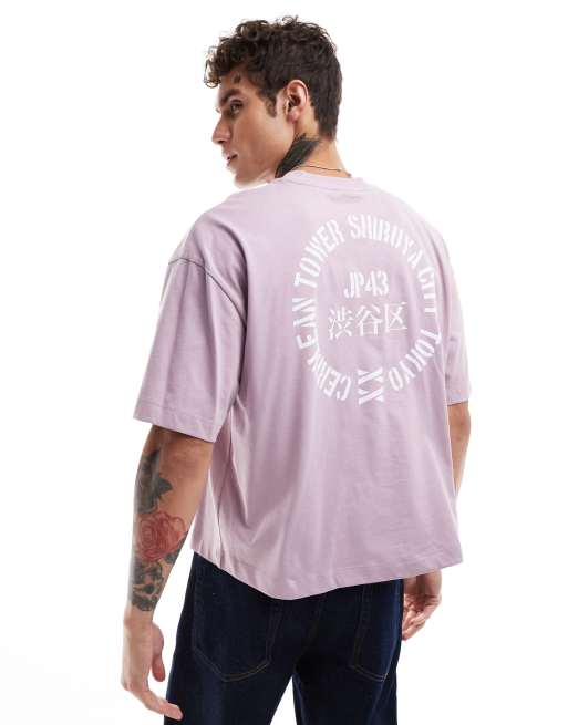 Asos Design Kastiges Oversize T Shirt In Rosa Mit City Print Asos