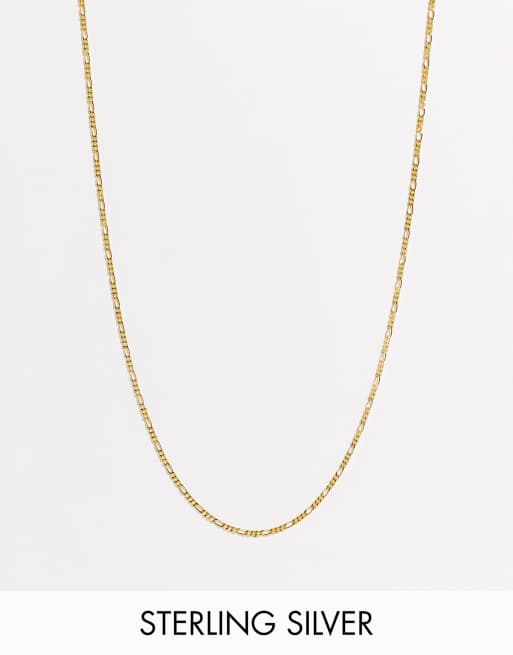 Asos Design Ketting Van Sterling Zilver Verguld Met 14k Goud Met