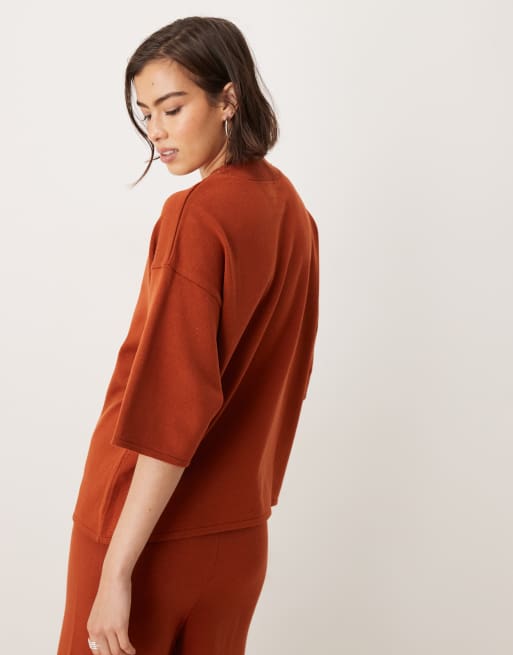 ASOS DESIGN knit structured t-shirt in rust | ASOS