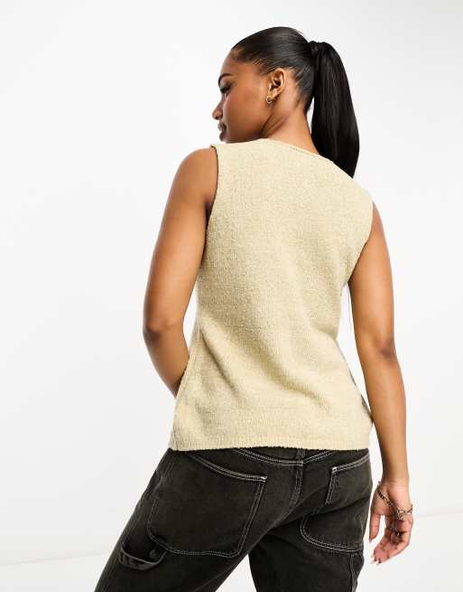 ASOS DESIGN knit suit vest with pockets in taupe | ASOS