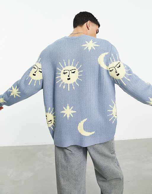 ASOS DESIGN knit sweater with sunshine and cloud design in ASOS DESIGN knit sweater with sunshine and cloud design in