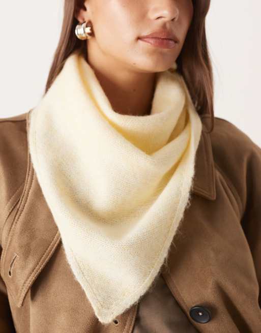 ASOS DESIGN knit triangle scarf in buttermilk yellow | ASOS