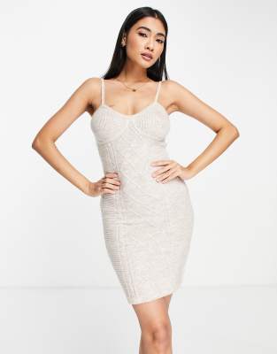 ASOS DESIGN knitted cable dress in oatmeal - part of a set | ASOS