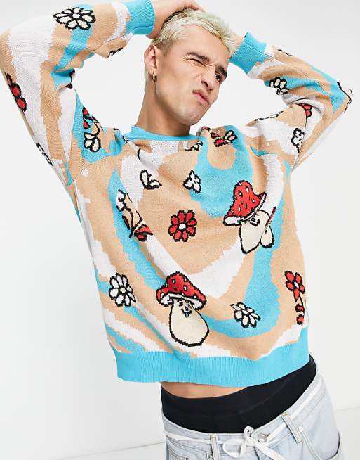 ASOS DESIGN knitted jumper with swirly mushroom pattern | ASOS ASOS DESIGN knitted jumper with swirly mushroom pattern | ASOS