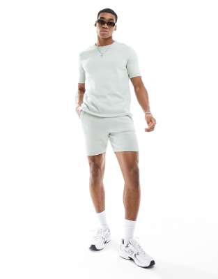 ASOS DESIGN knitted midweight shorts set in blue | ASOS