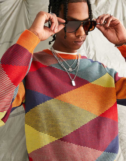 Asos Design Knitted Ombre Check Sweater Asos