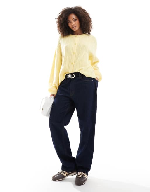 ASOS DESIGN knitted oversized cardigan in lemon | ASOS