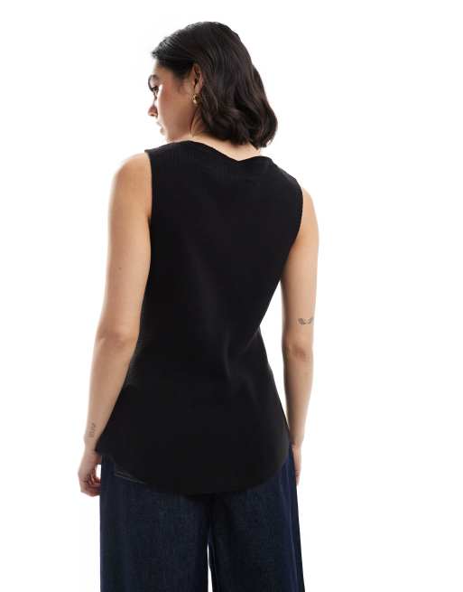 ASOS DESIGN knitted structured peplum top in black | ASOS