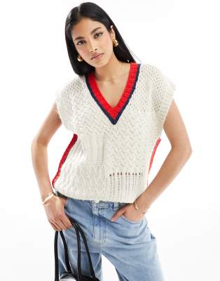 ASOS DESIGN knitted tank top with tipped edges in cable stitch | ASOS