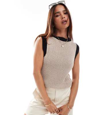 ASOS DESIGN knitted tank with tipping in oatmeal | ASOS
