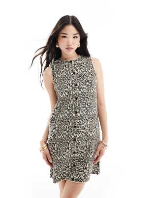 ASOS DESIGN knitted waistcoat mini dress in animal print | ASOS