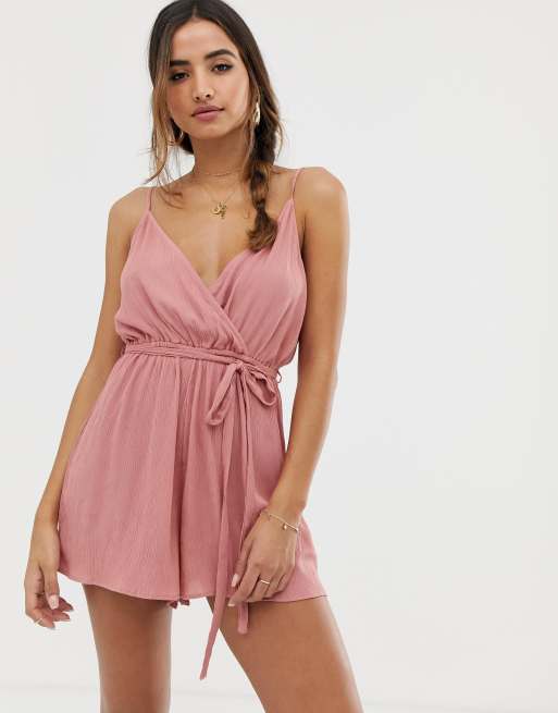 Asos Design Kurzer Jumpsuit In Knitteroptik Mit Geschnürtem